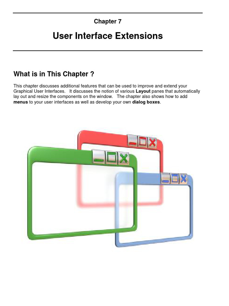 COMP1406 Ch7 UserInterfaceExtensions | PDF | Menu (Computing) | Window (Computing)
