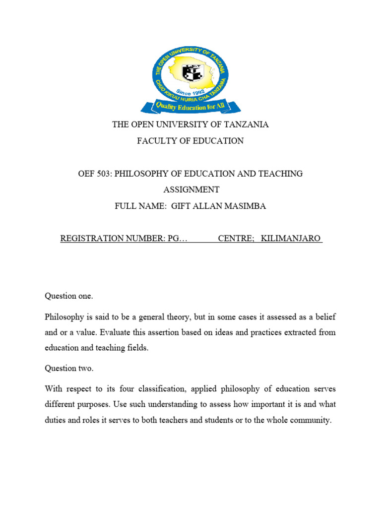 The Open University of Tanzania | PDF