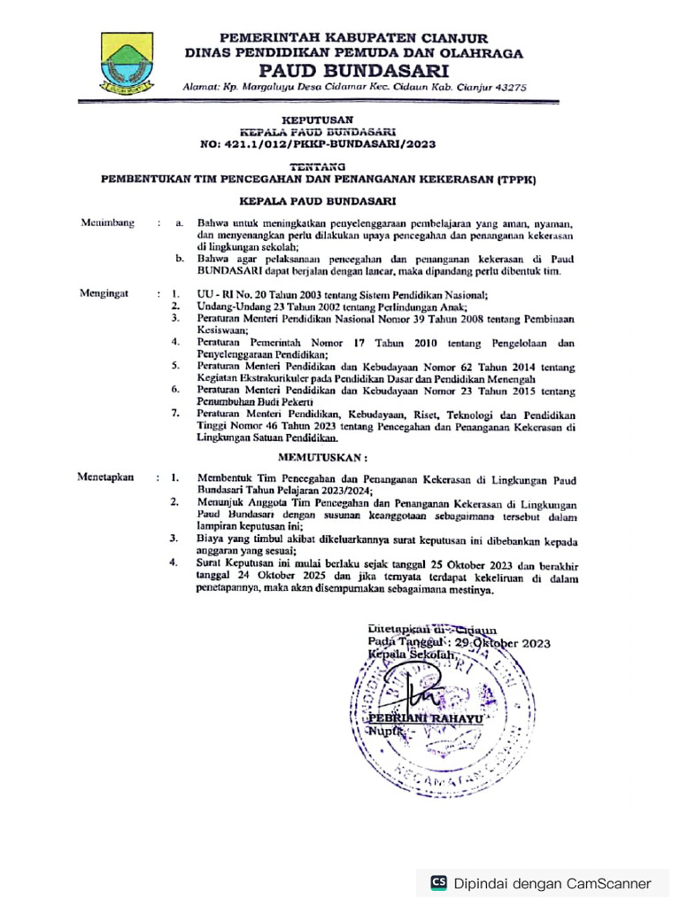 SK TPPK PAUD BUNDASARIpdf | PDF