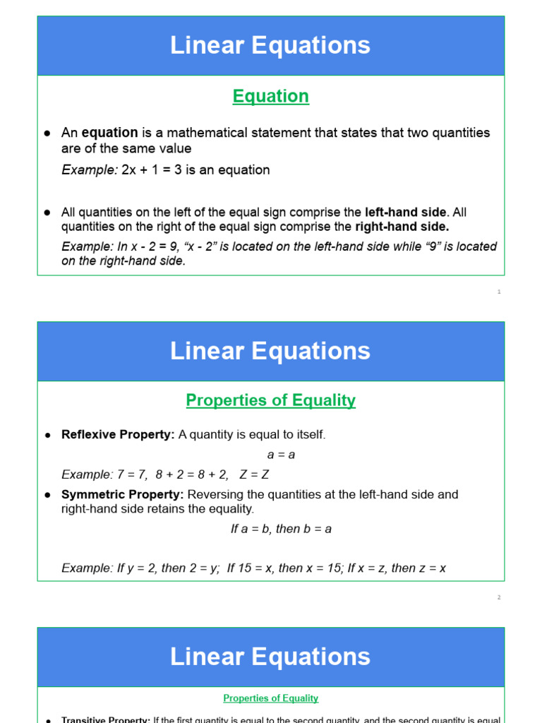 Understanding Linear Equations Basics | PDF | Equations | System Of ...