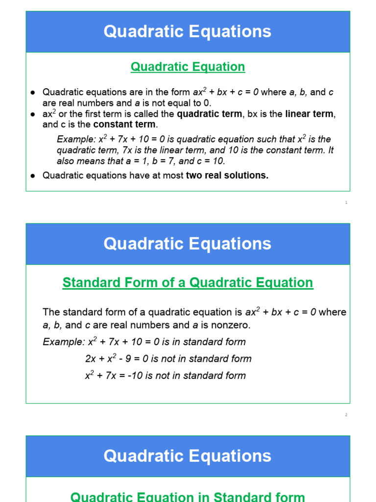07 Quadratic Equations | PDF | Quadratic Equation | Equations