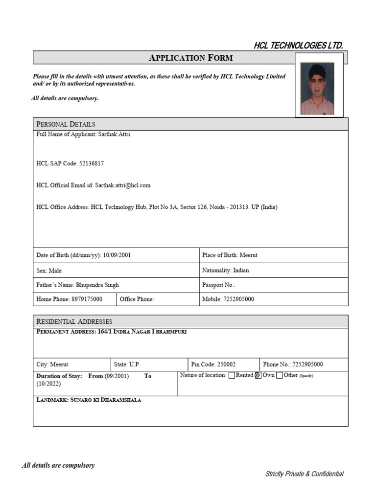 BGV Application Form - Existing | PDF | Identity Document BGV Application Form - Existing | PDF | Identity Document