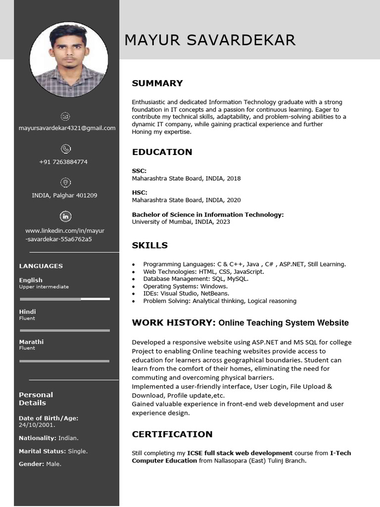 Resume (1) | Download Free PDF | Web Development | World Wide Web