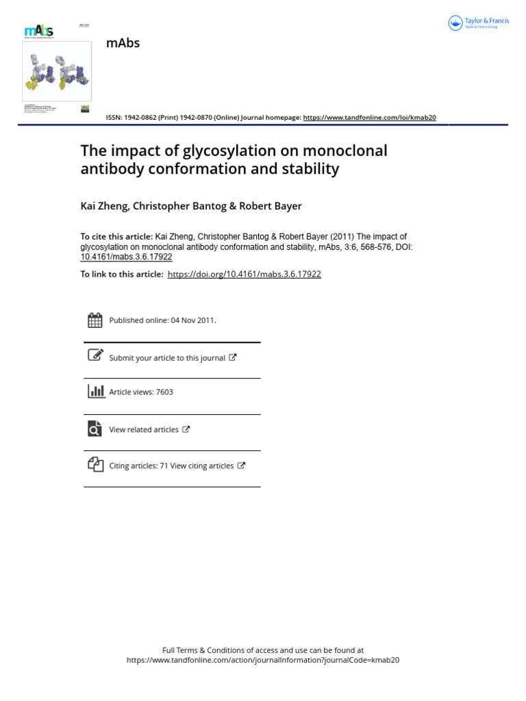 The Impact of Glycosylation On Monoclonal Antibody Conformation and ...