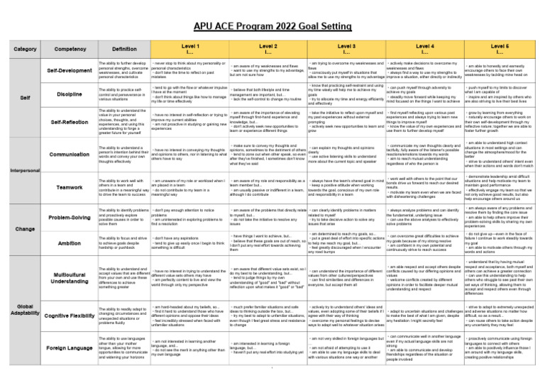 Ace 2022 Rubric Sheet Download Free Pdf Experience Thought