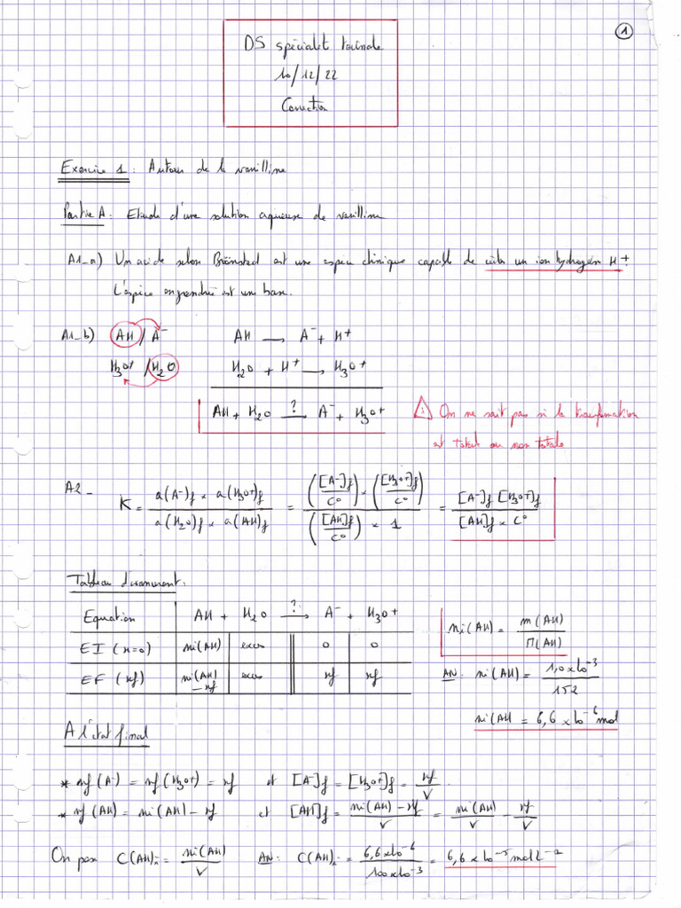 Physique - Entrainement DS corrigé | PDF