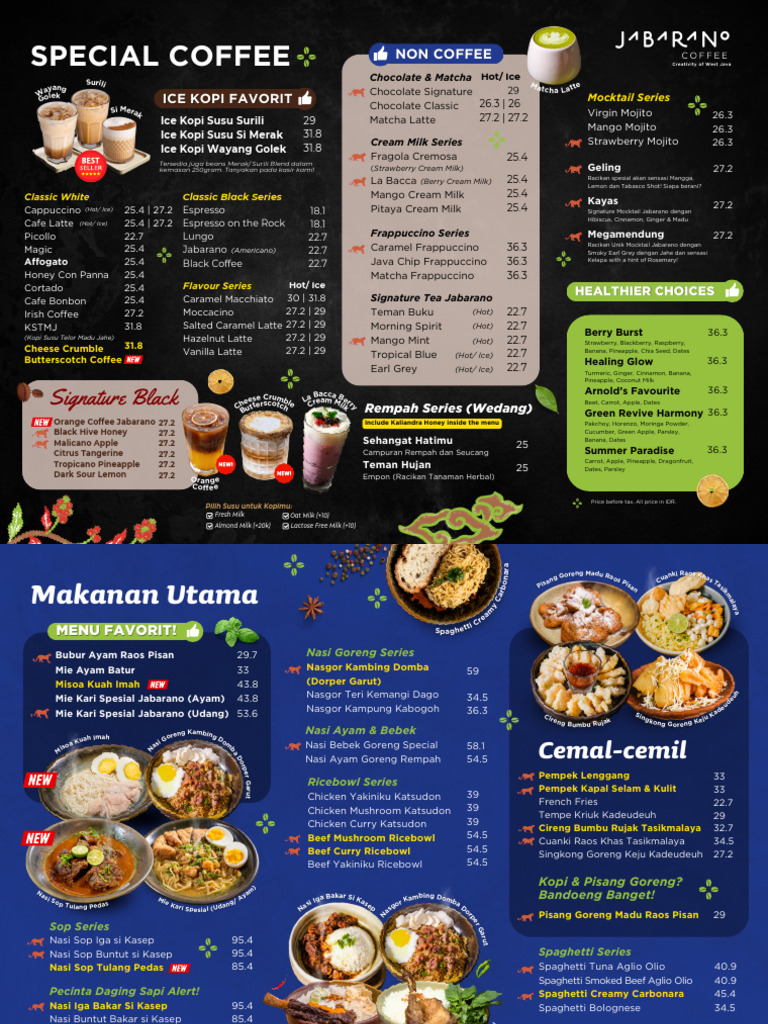 Jabarano Coffee Menu Overview | PDF | Coffee | Drink