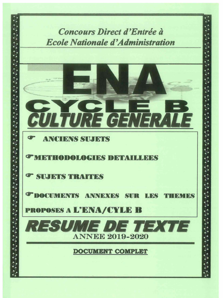 ENA - Cycle B, Culture Générale - 240419 - 212058 | PDF