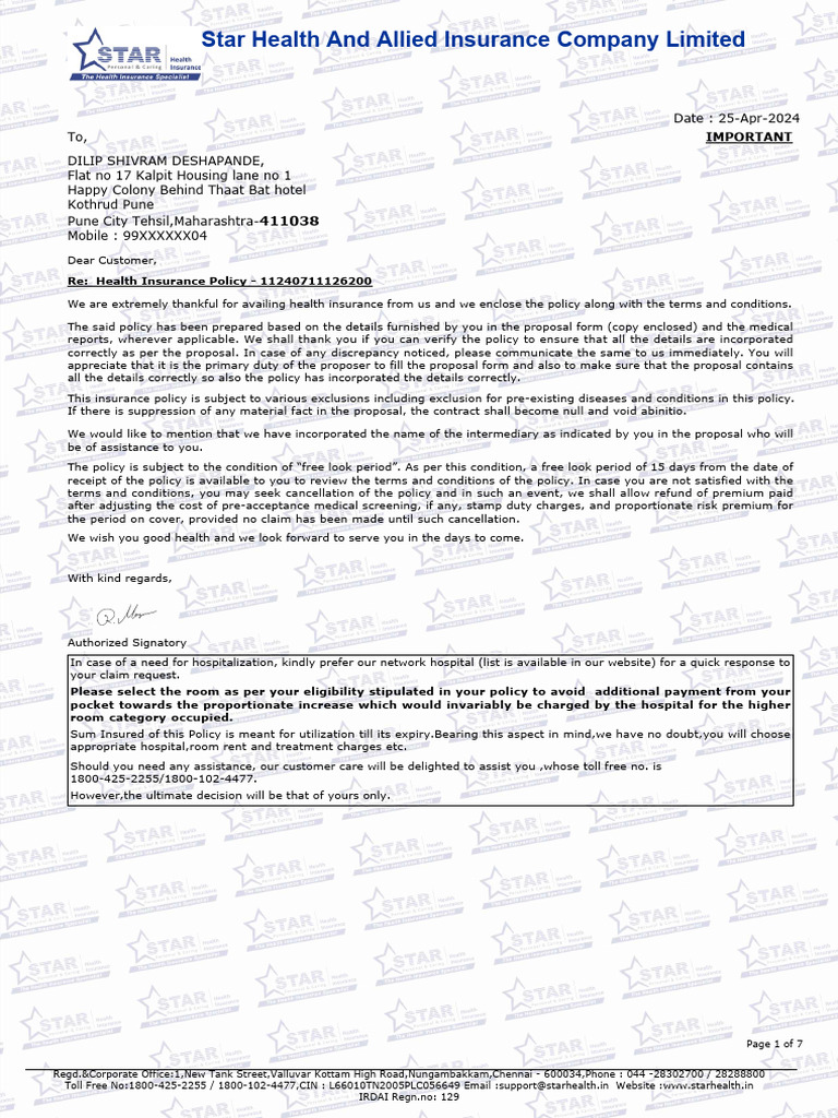 Policy Doc | PDF | Insurance | Surgery