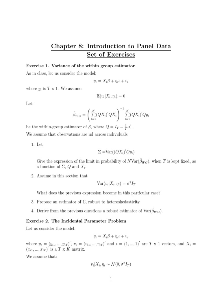 Chapter 8 - Introduction to Panel Data | PDF | Standard Deviation | Estimator