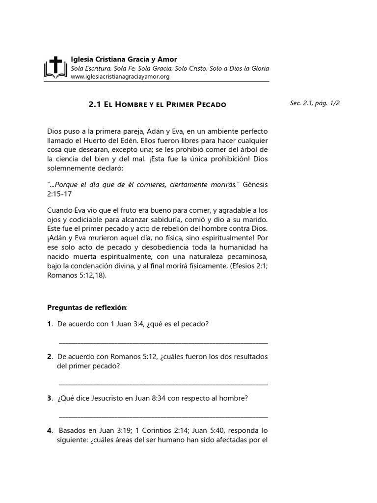 Estudio - El Hombre y El Primer Pecado | PDF