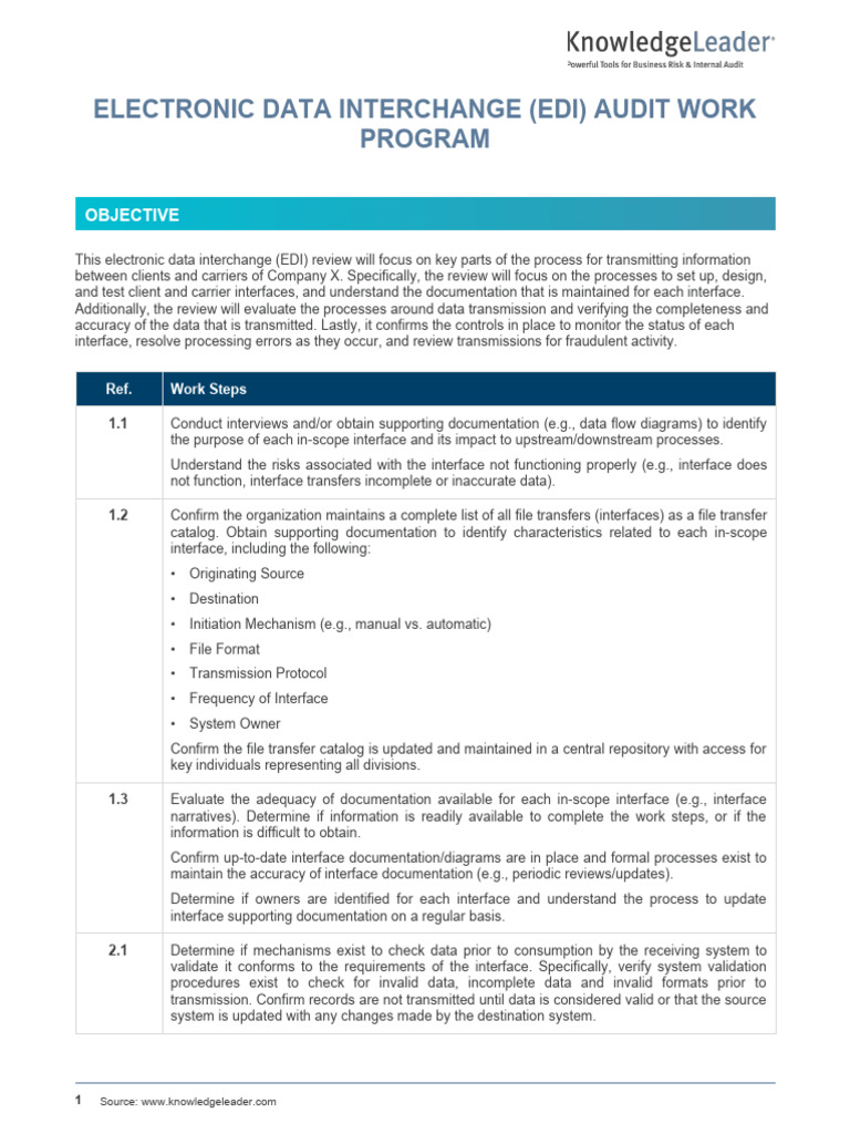 EDI Audit Work Program | PDF | Electronic Data Interchange | System