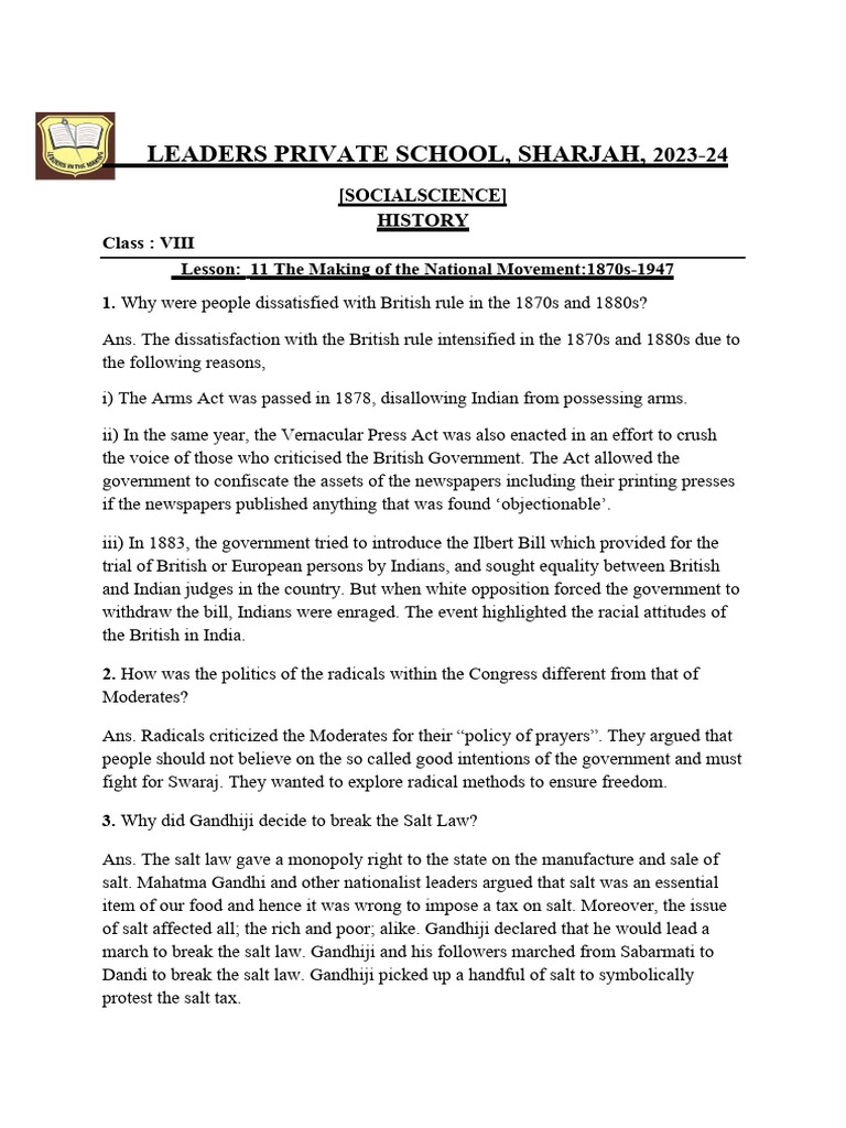 History - L11 The Making of The National Movement | PDF | Mahatma ...