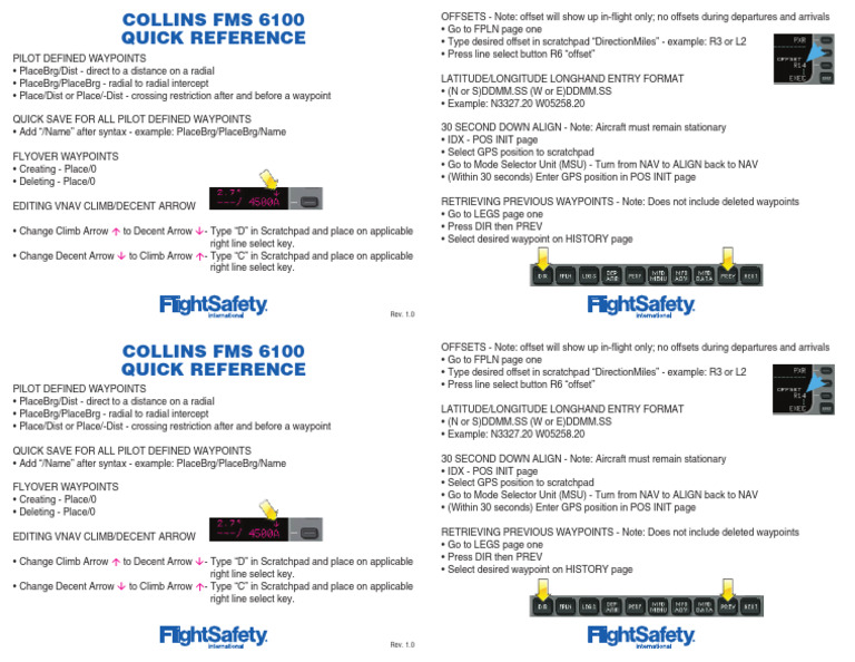 Collins FMS 6100 Pilot Reference Guide | PDF | Aviation Safety | Aviation