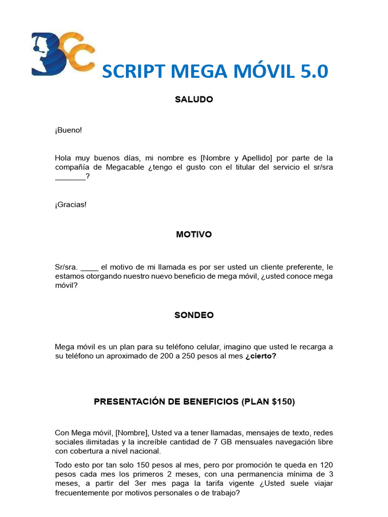 Script Mega Móvil 1000. | PDF | Negocios | Derecho