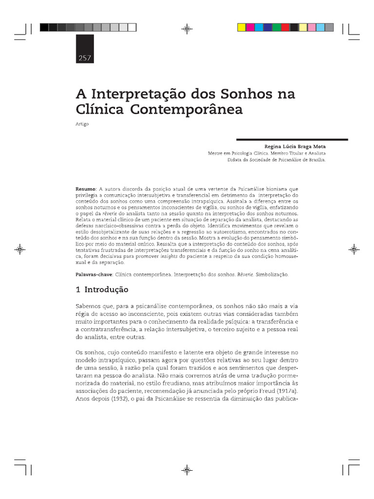 A Interpretação Dos Sonhos Na Clínica Contemporânea Pdf