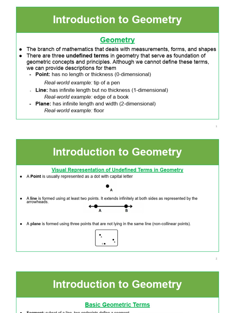 01 Introduction to Geometry.pptx | PDF | Line (Geometry) | Euclidean ...