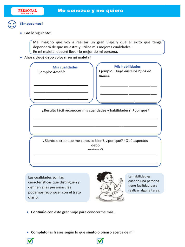 Ficha - Me Conozco y Me Quiero | PDF