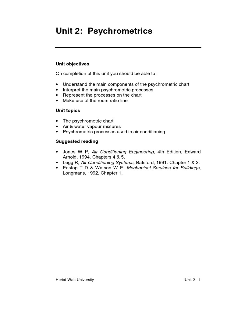 U2 Psychrometrics-HPFW | Download Free PDF | Humidity | Temperature