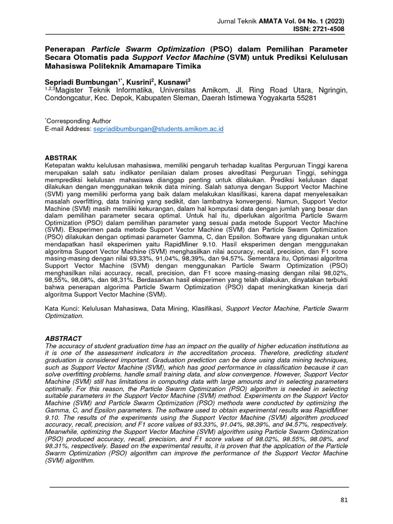 Penerapan Particle Swarm Optimization Pso Dalam Pe Pdf