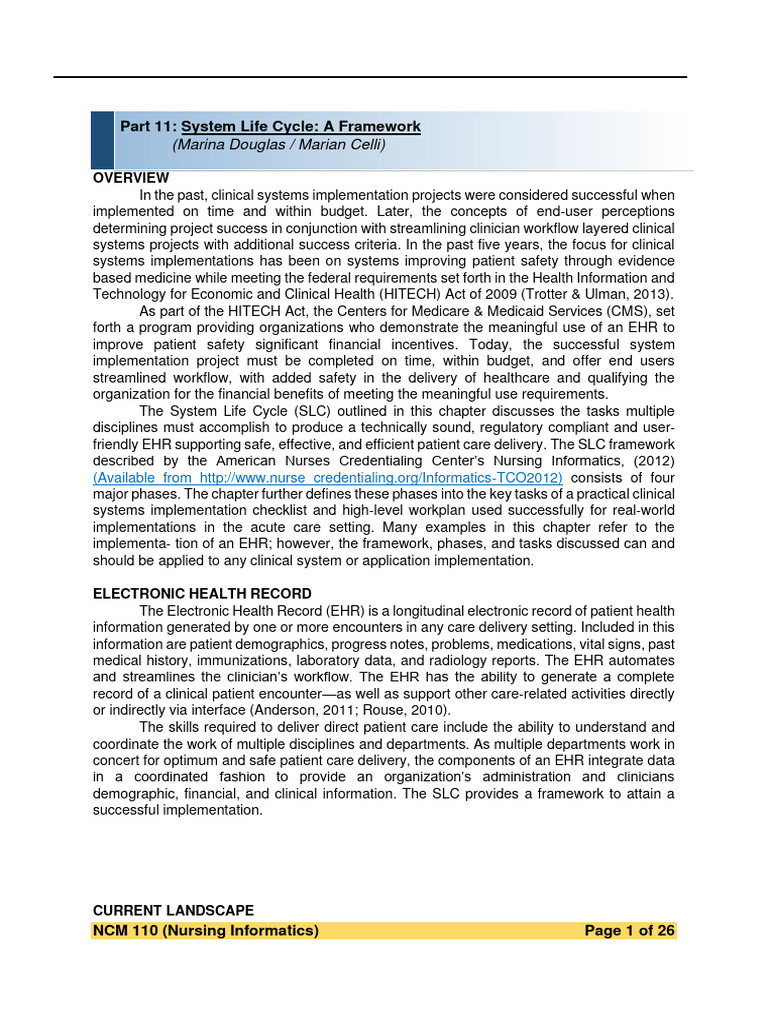 Module 11 Week 11 NCM 110 Nursing Informatics | Download Free PDF | Electronic Health Record ...