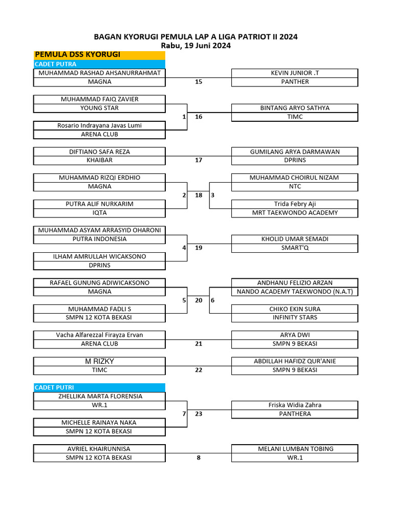 Bagan Pemula Kyorugi Cadet Junior | PDF