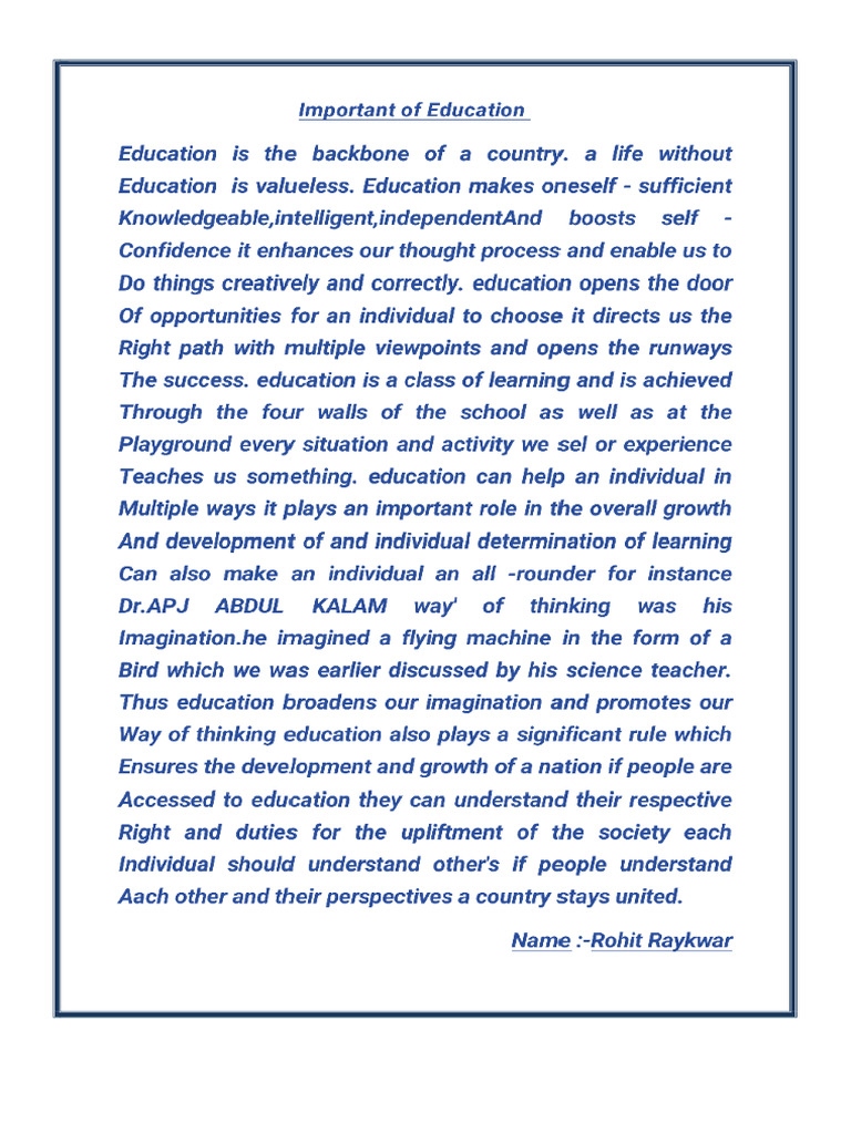 Important of Education | PDF