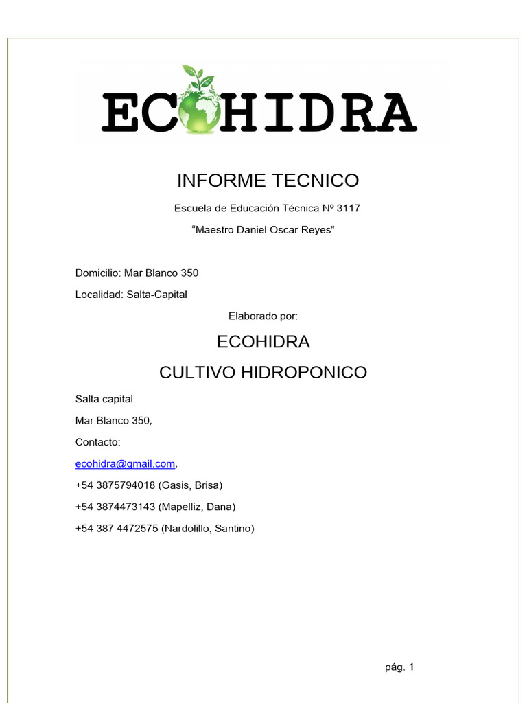 TP6 Napo | PDF | Hidroponia | Agricultura