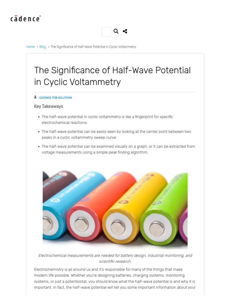 The Significance of Half-Wave Potential in Cyclic Voltammetry | PDF ...