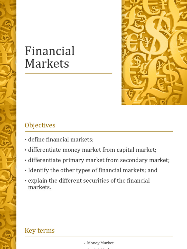 Overview of Financial Markets and Instruments | PDF | Financial Markets ...