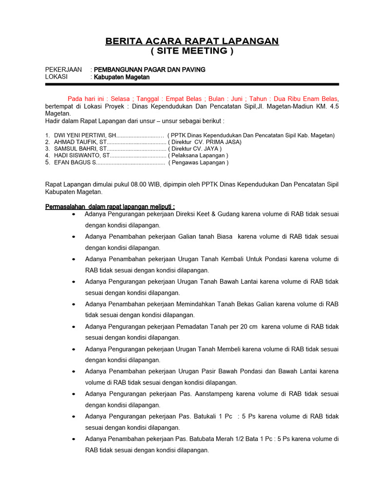 3.) Berita Acara Site Meeting CCO | PDF