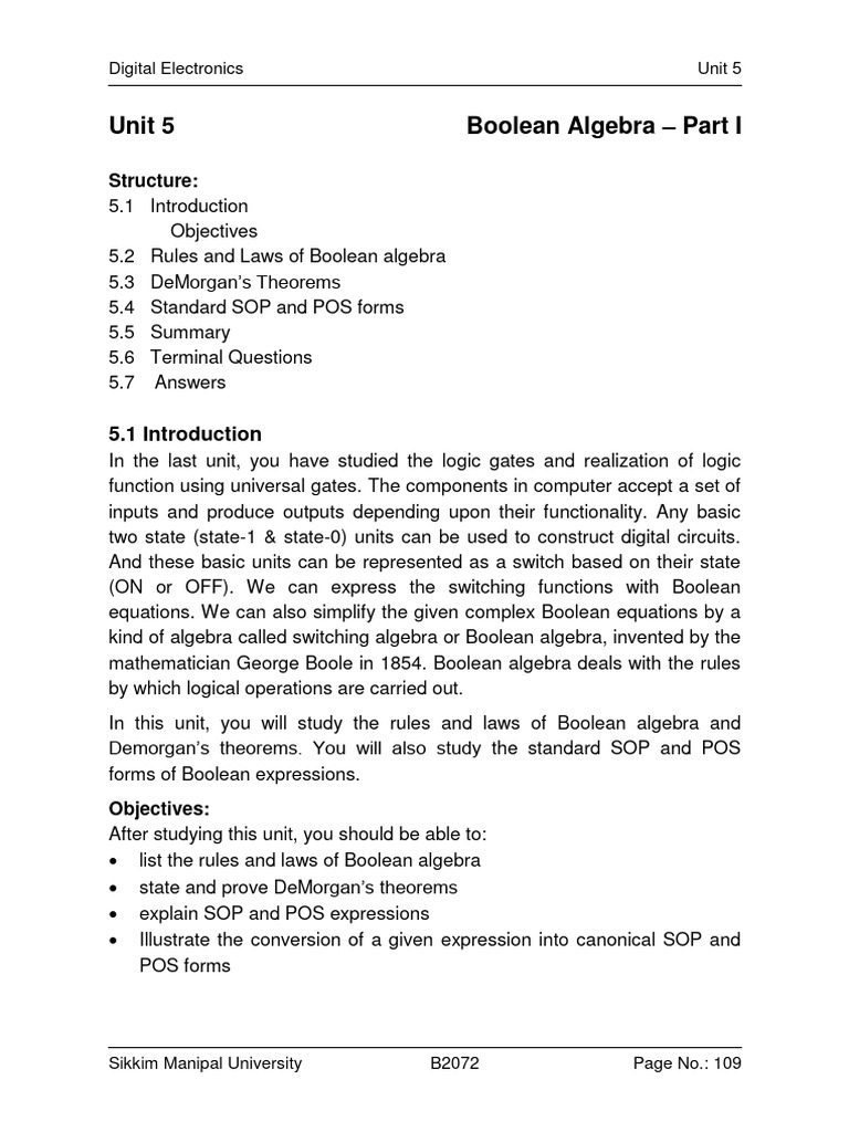BIT102 SLM Library - SLM - Unit 05 | PDF | Boolean Algebra | Teaching Mathematics