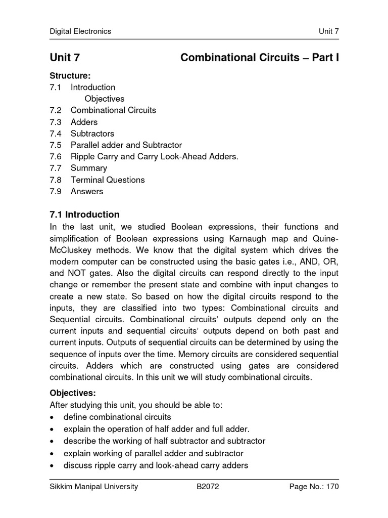 BIT102 SLM Library - SLM - Unit 07 | PDF | Subtraction | Logic Gate