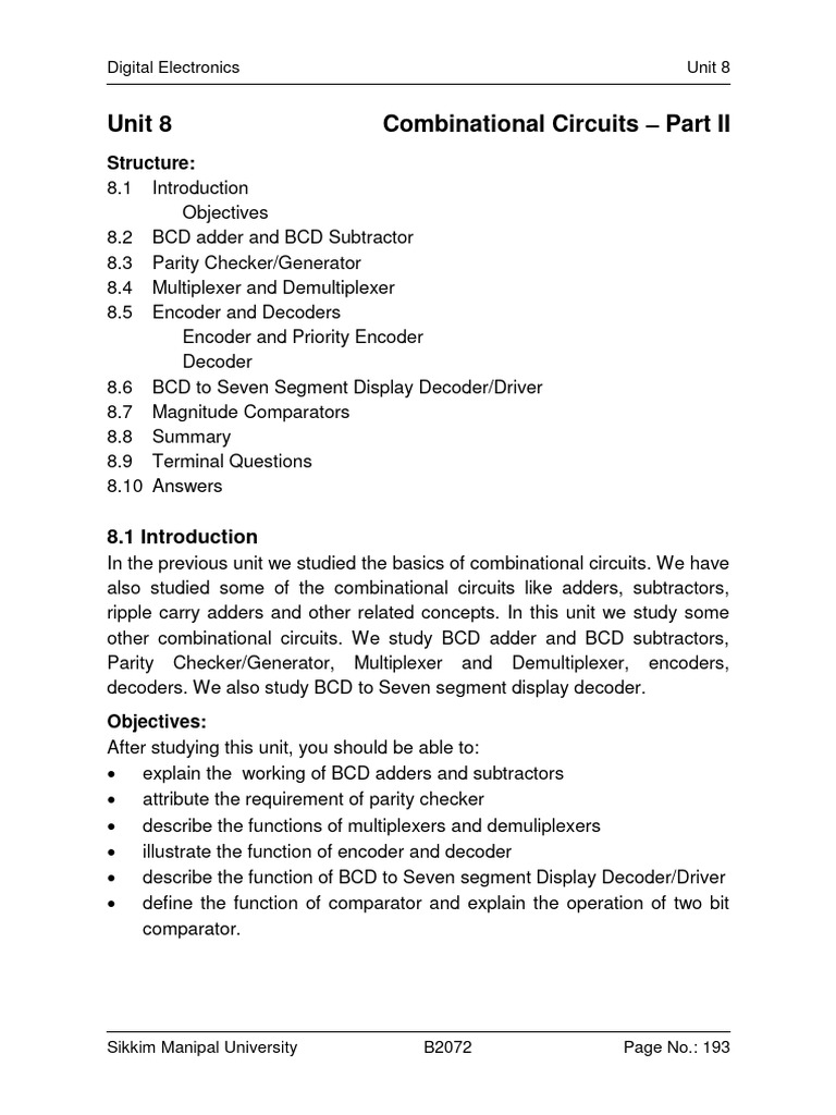 BIT102 SLM Library - SLM - Unit 08 | PDF | Subtraction | Logic Gate