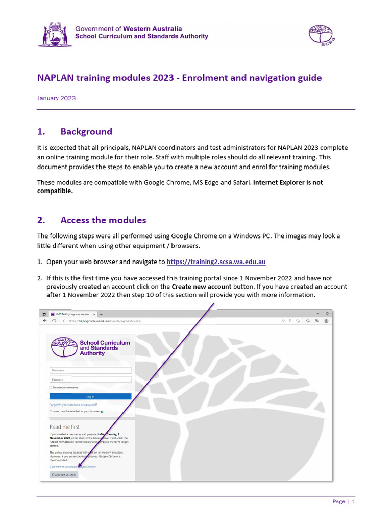 NAPLAN Training Modules 2023 - Enrolment and Navigation Guide | PDF ...