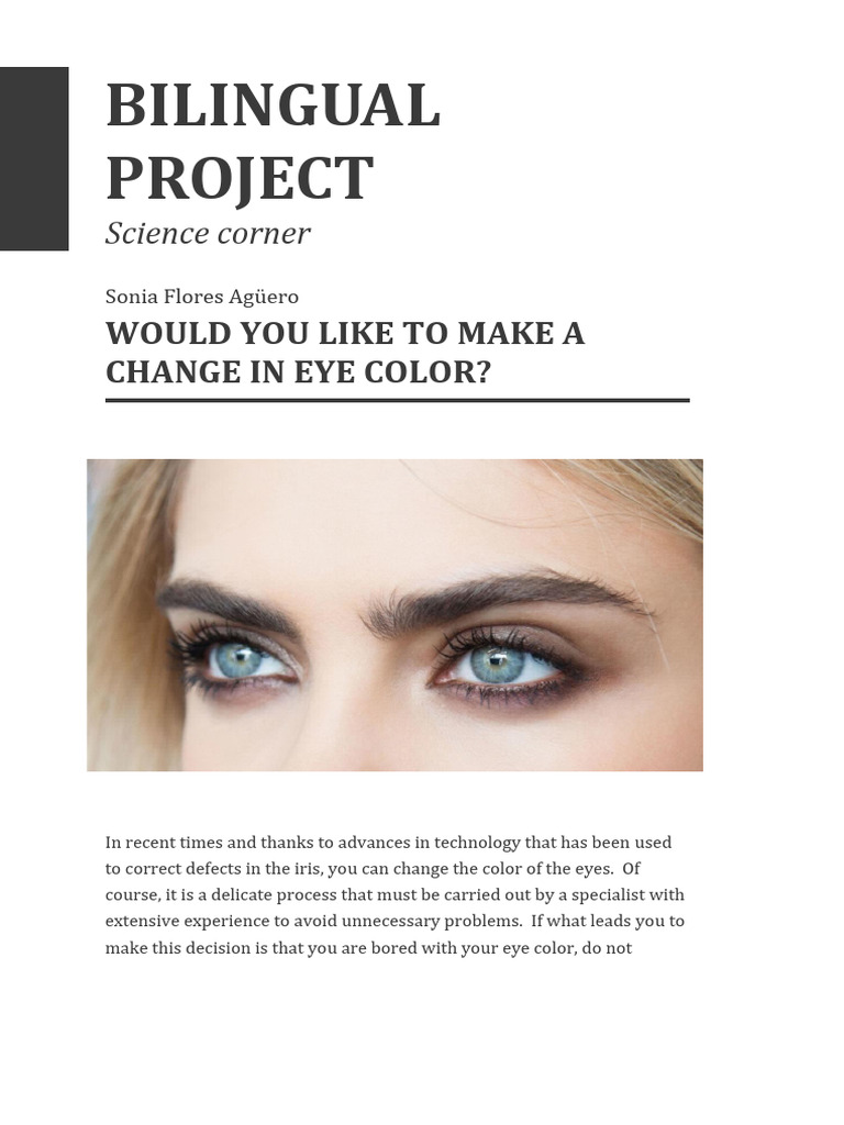 Bilingual Project: Would You Like To Make A Change in Eye Color? | PDF ...