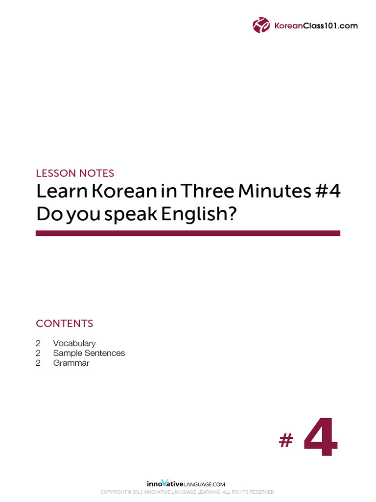 04 - Lesson Notes - Do You Speak English | PDF | English Language ...