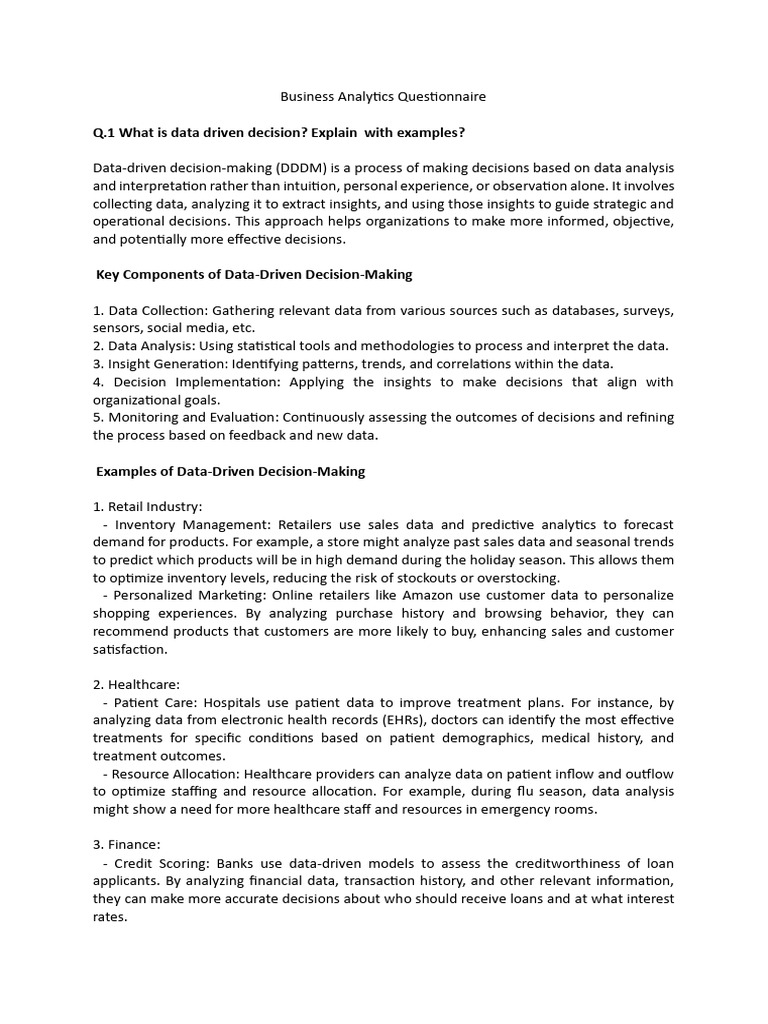 Business Analytics Question and Answers | PDF | Big Data | Analytics