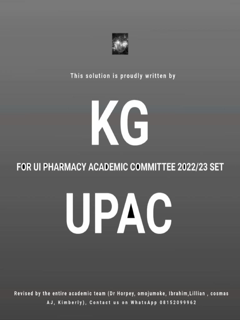 Upac Reaction Kinetics Solutions | PDF