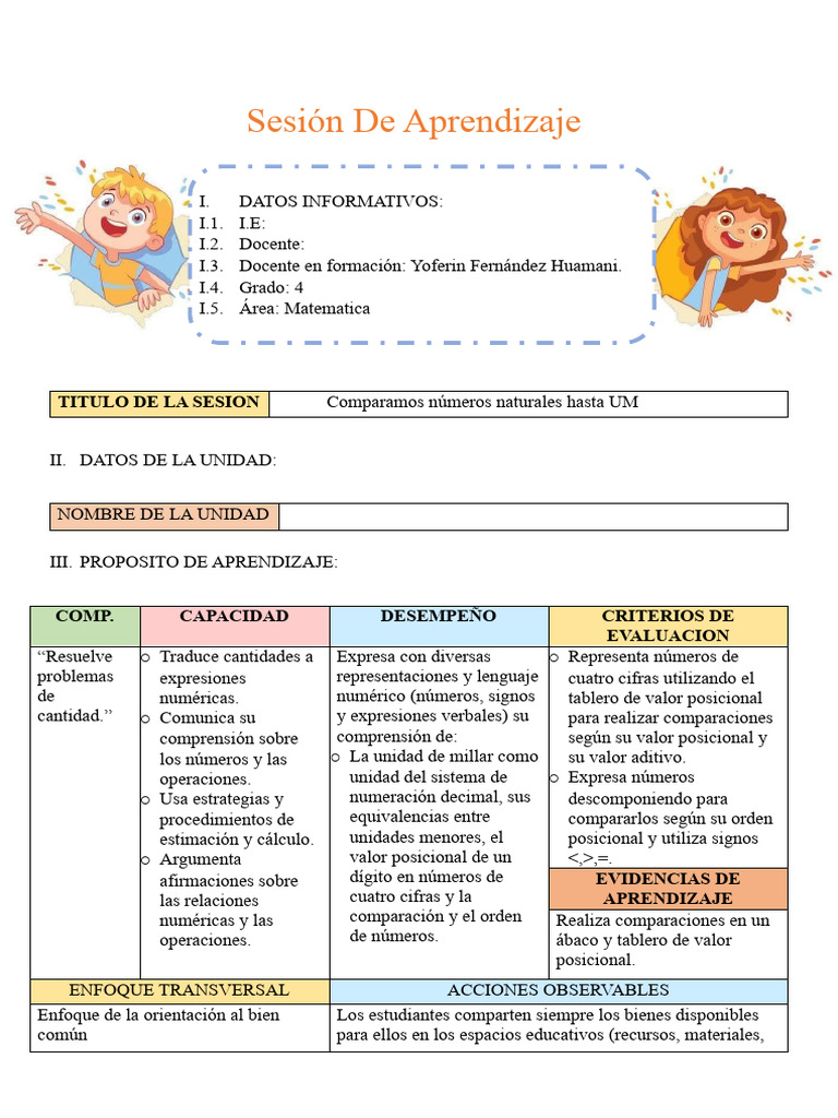 Sesión de Aprendizaje de Matematica | Descargar gratis PDF | Aprendizaje | Los símbolos