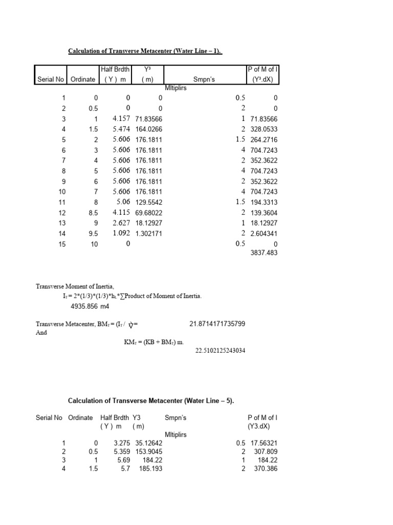 Transverse Metacentre | PDF | Heavy Industry | Distance