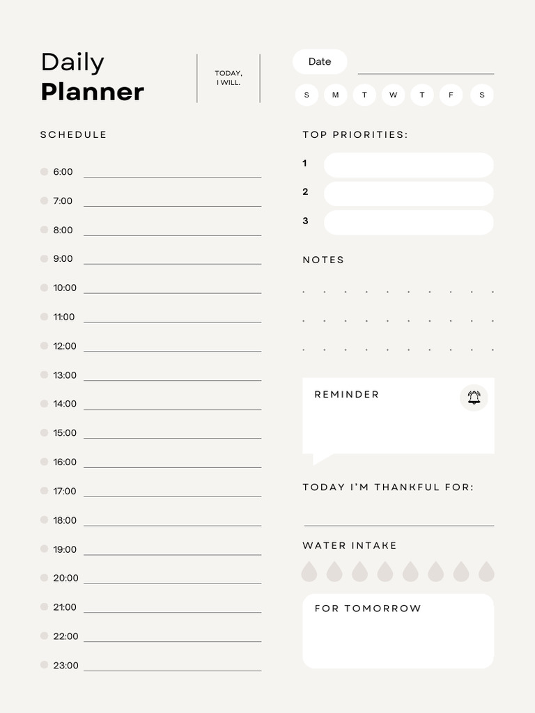 White and Grey Minimalist Daily Planner PDF | PDF