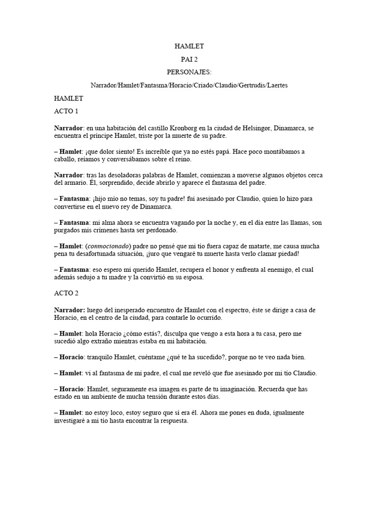 HAMLET Obra corta | Descargar gratis PDF | Aldea
