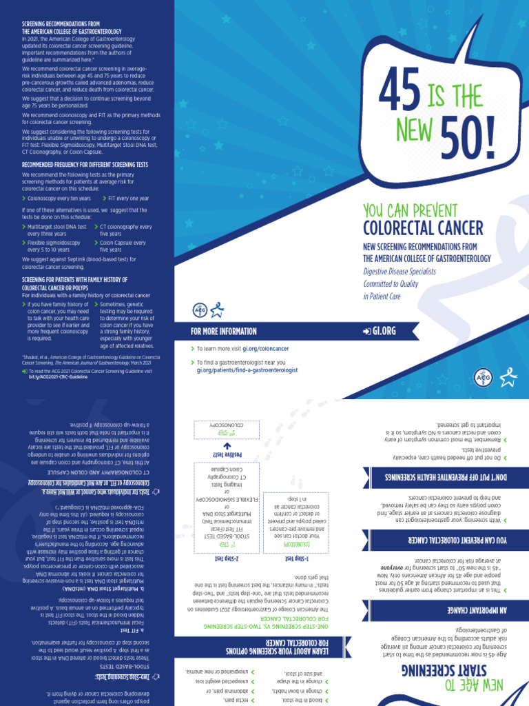 22CRC 45new50 Brochure Trifold PRINT | PDF | Colorectal Cancer ...