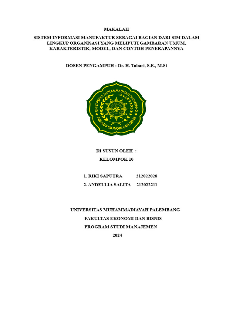 Sistem Informasi Manufaktur Sebagai Bagian Dari Sim Dalam Lingkup ...