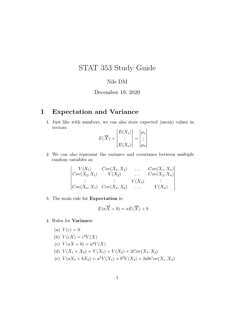 Stat 353 Study Guide | PDF | Errors And Residuals | Ordinary Least Squares