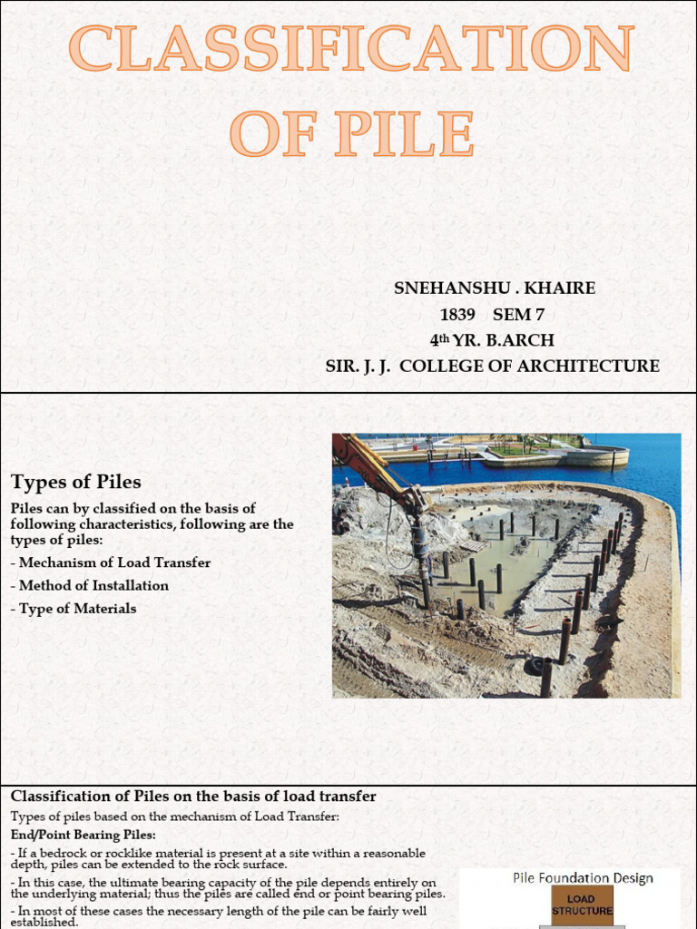 Classification of Pile | Download Free PDF | Deep Foundation | Concrete