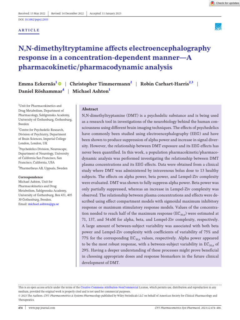 CPT Pharmacom Syst Pharma - 2023 - Eckernäs - N N Dimethyltryptamine ...
