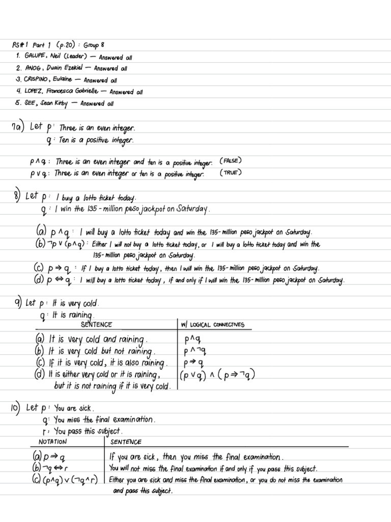 (Gematmw Y37) Ps#1 - Group 8 | PDF | Metalogic | Logic