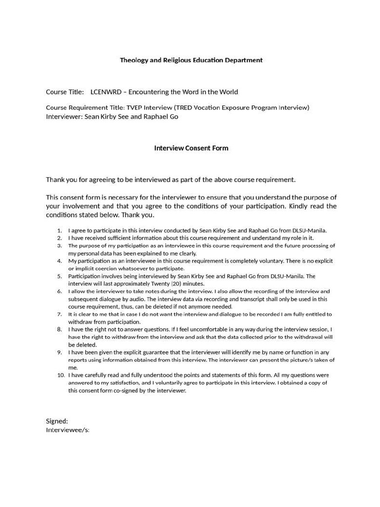 LCENWRD TVEP Interview Consent Form | PDF